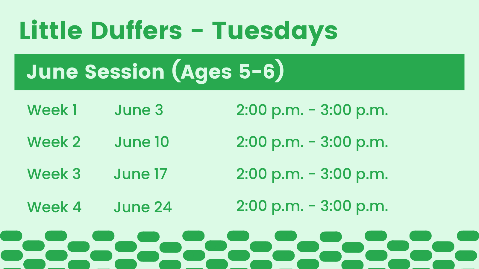 Little Duffers Calendar - First Tee — Central Iowa